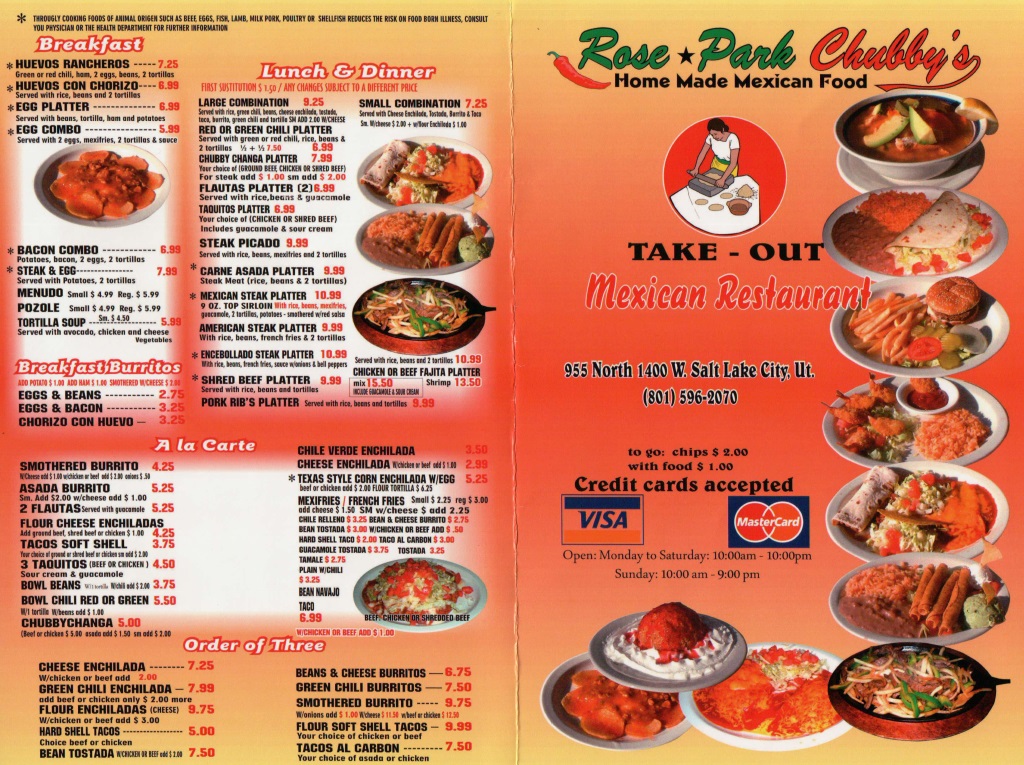 Chubby s Mexican Restaurant Menu