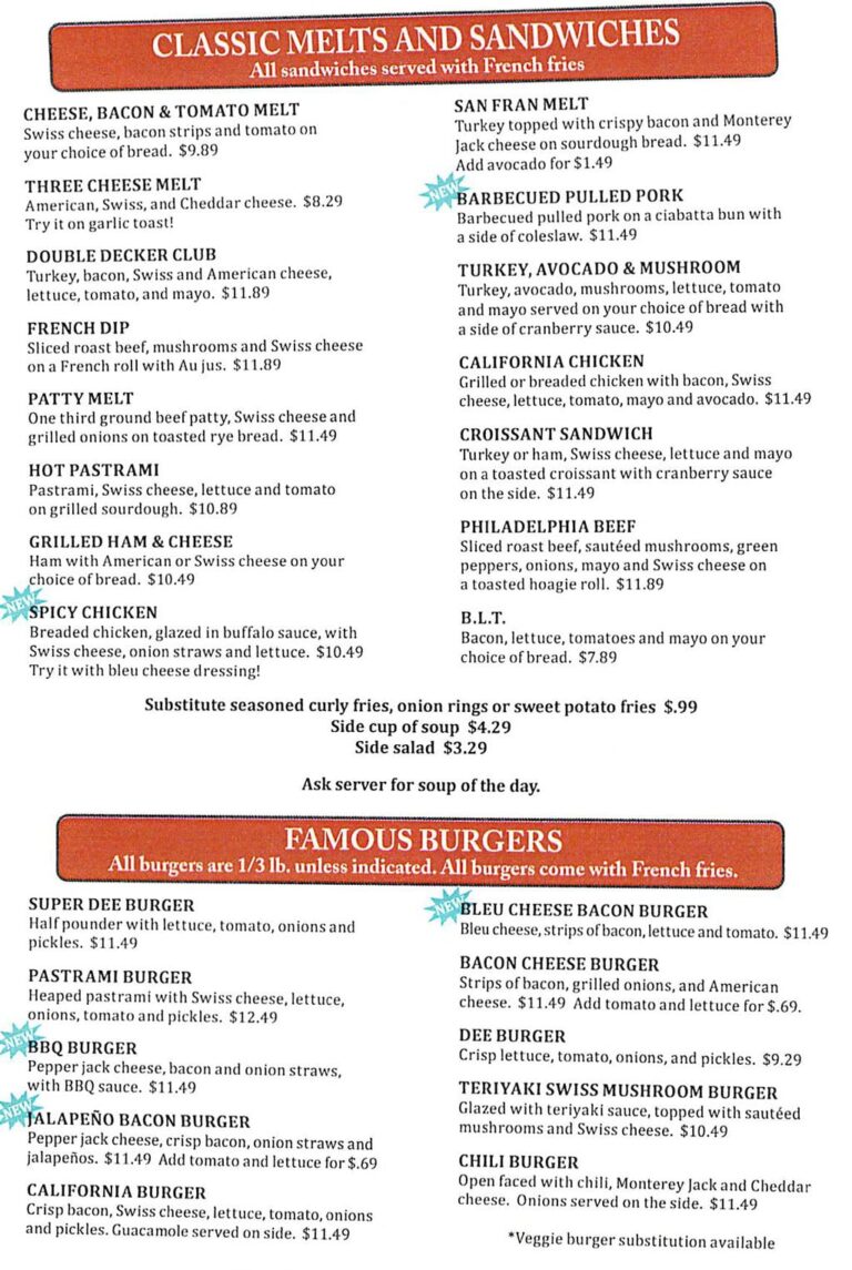 Dee’s Family Restaurant menu – SLC menu