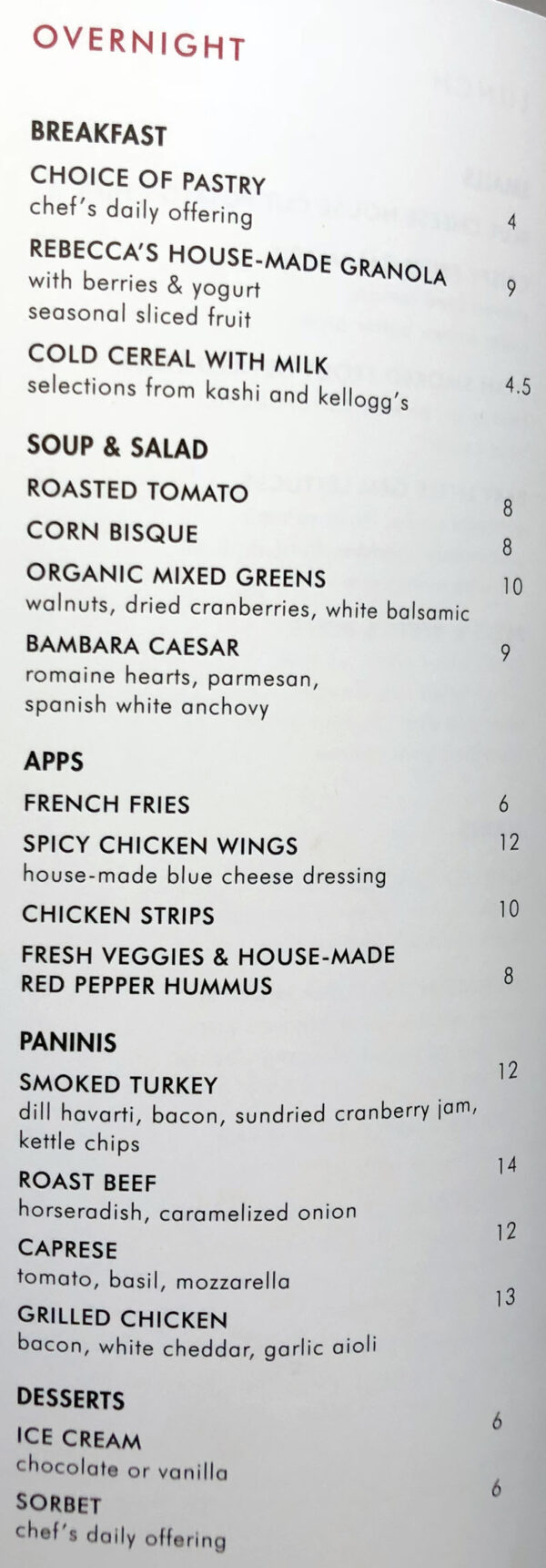 Hotel Monaco Salt Lake City room service menu – SLC menu