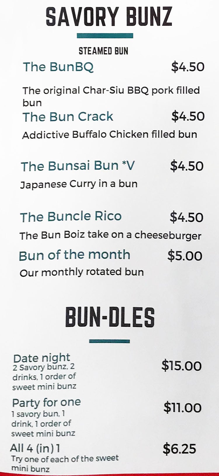 Bun Boiz menu – SLC menu Bun Boiz menu – SLC menu